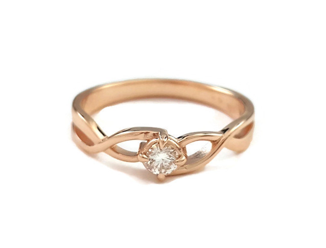 Infinity Engagement Ring-14k Rose Gold With Diamond , Infinity Ring ...