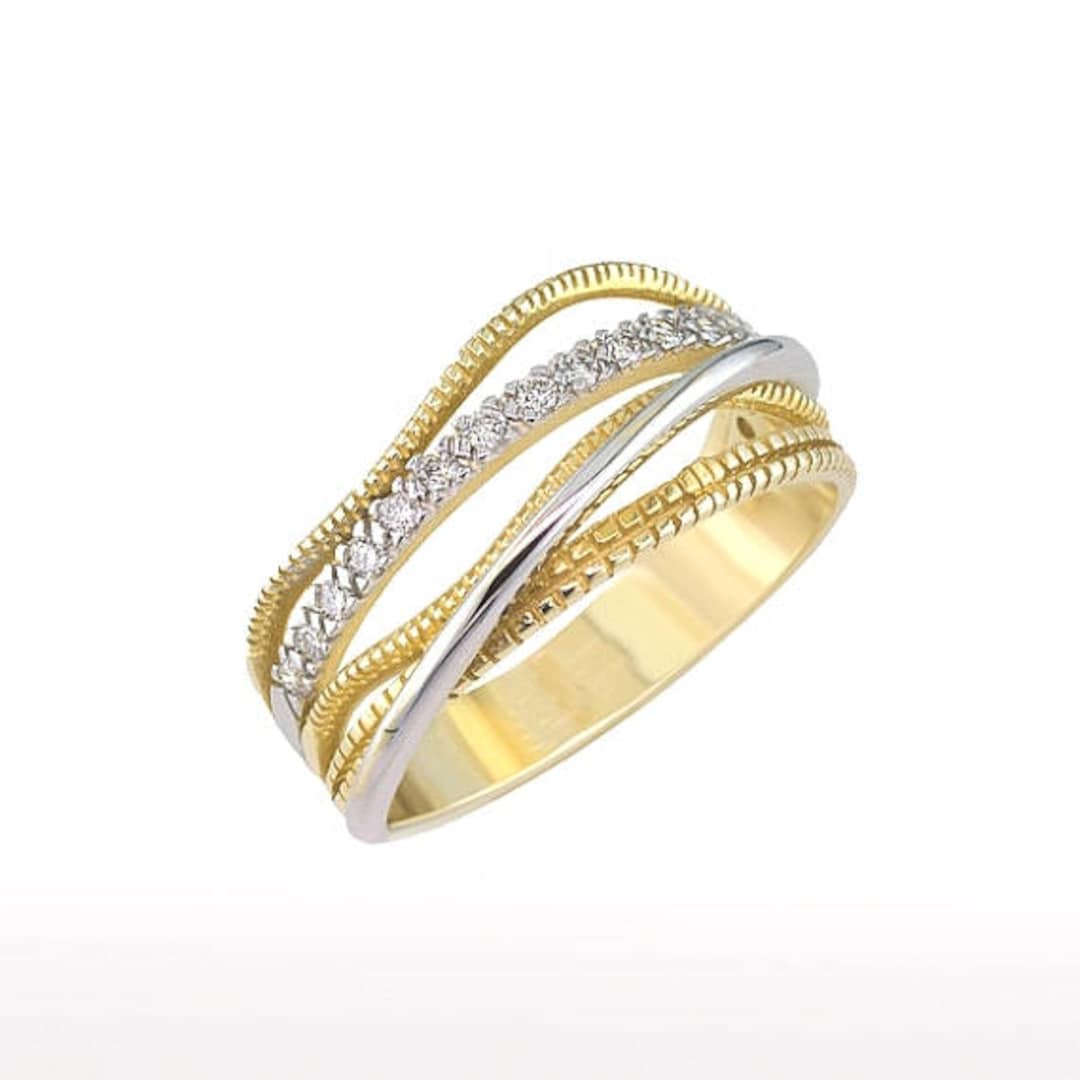 Unique Two Tone Engagement Ring, Diamond Wedding Ring, Women Promise ...