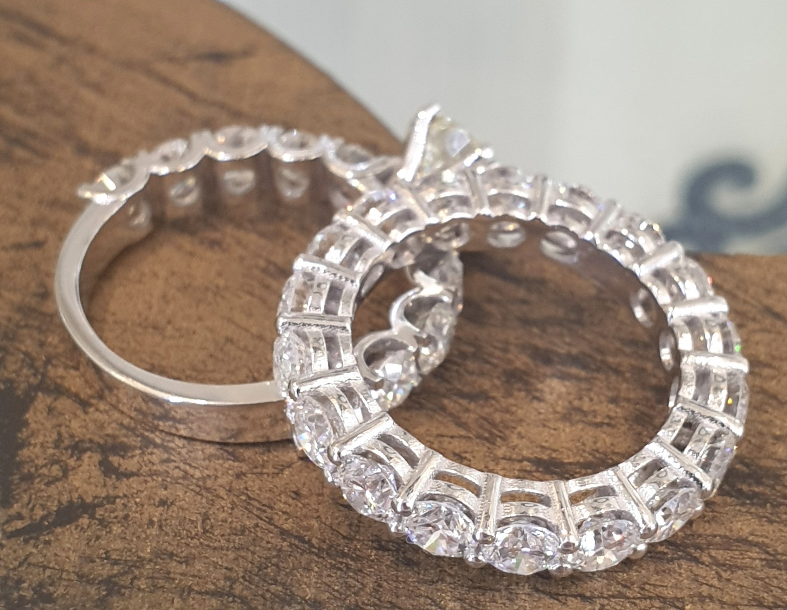 Solitaire Engagement Ring Set Wedding Ring Set 14k White Gold | Etsy