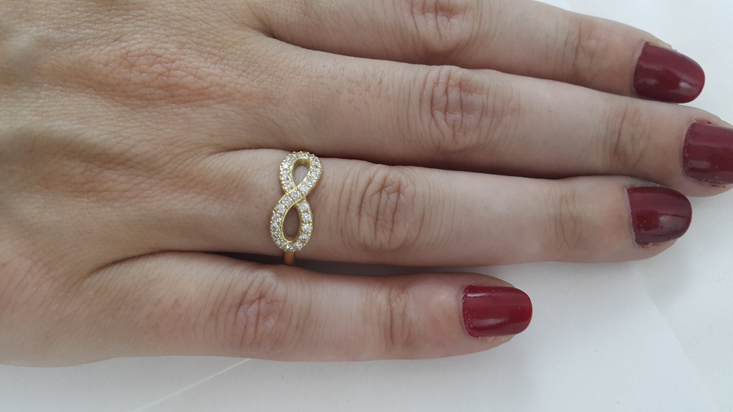 Infinity Diamond Ring 14K Yellow Gold | Etsy