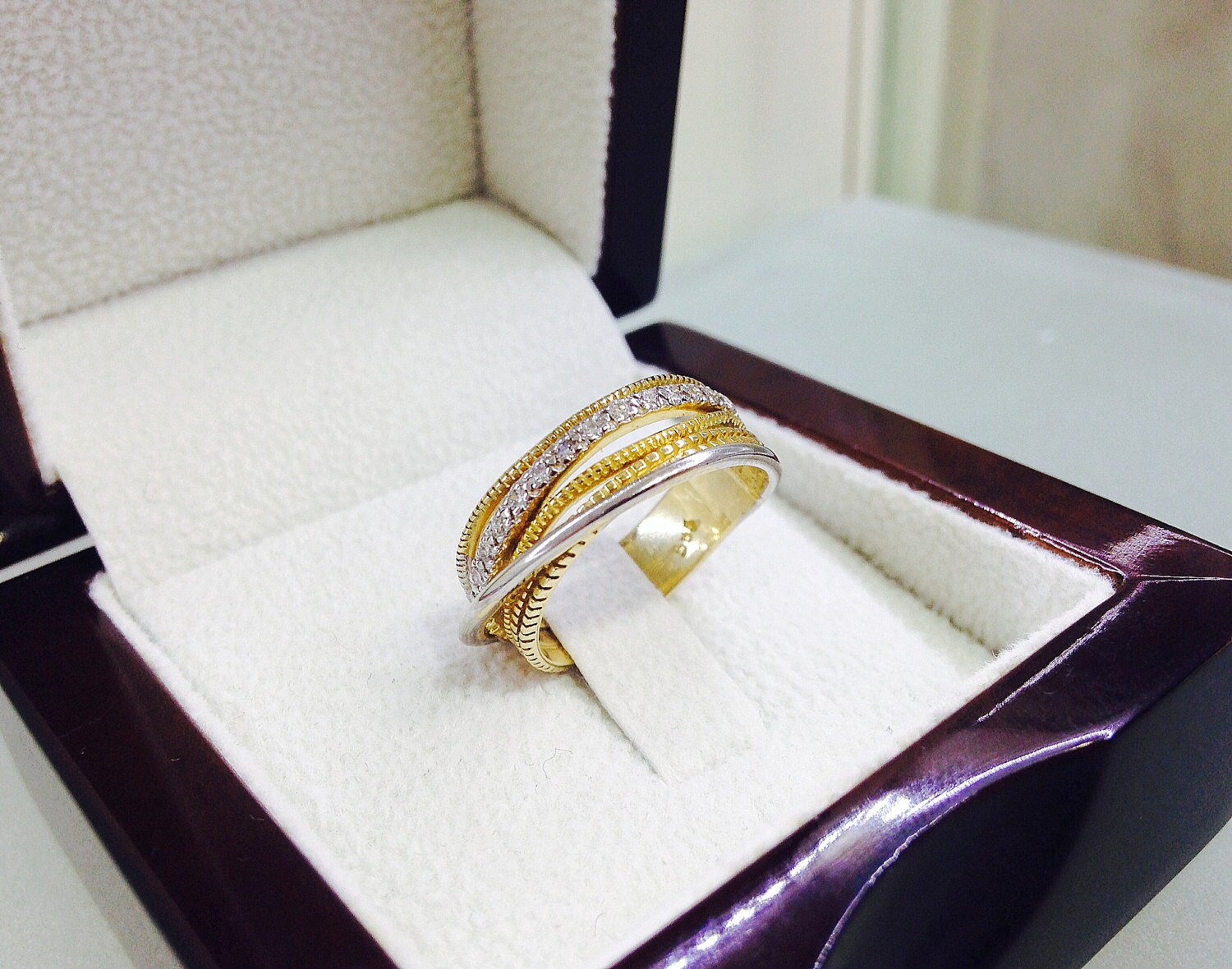 Unique Two Tone Engagement Ring Diamond Wedding Ring Women - Etsy