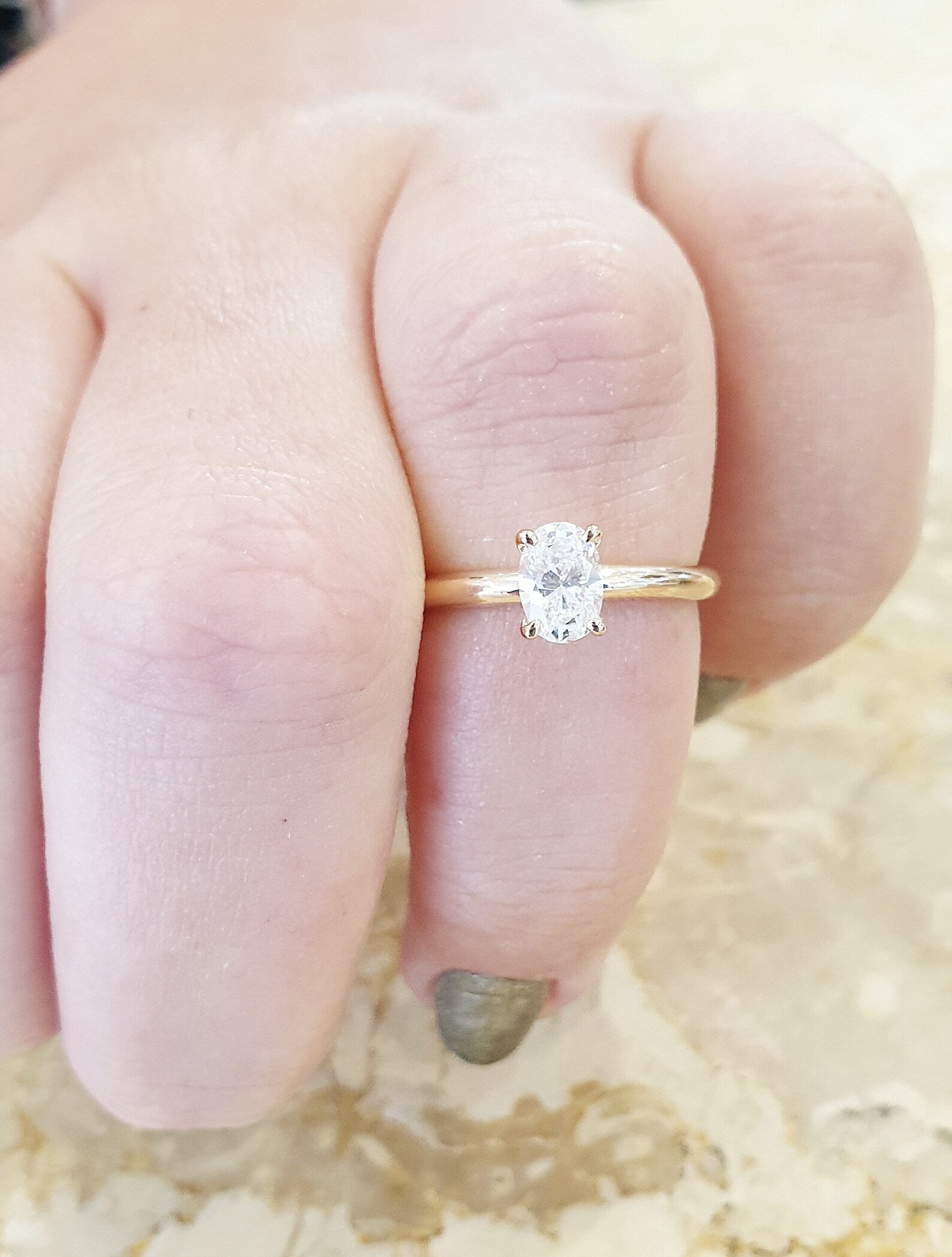 Oval Diamond Engagement Ring 14K Gold Rose Gold Engagement | Etsy