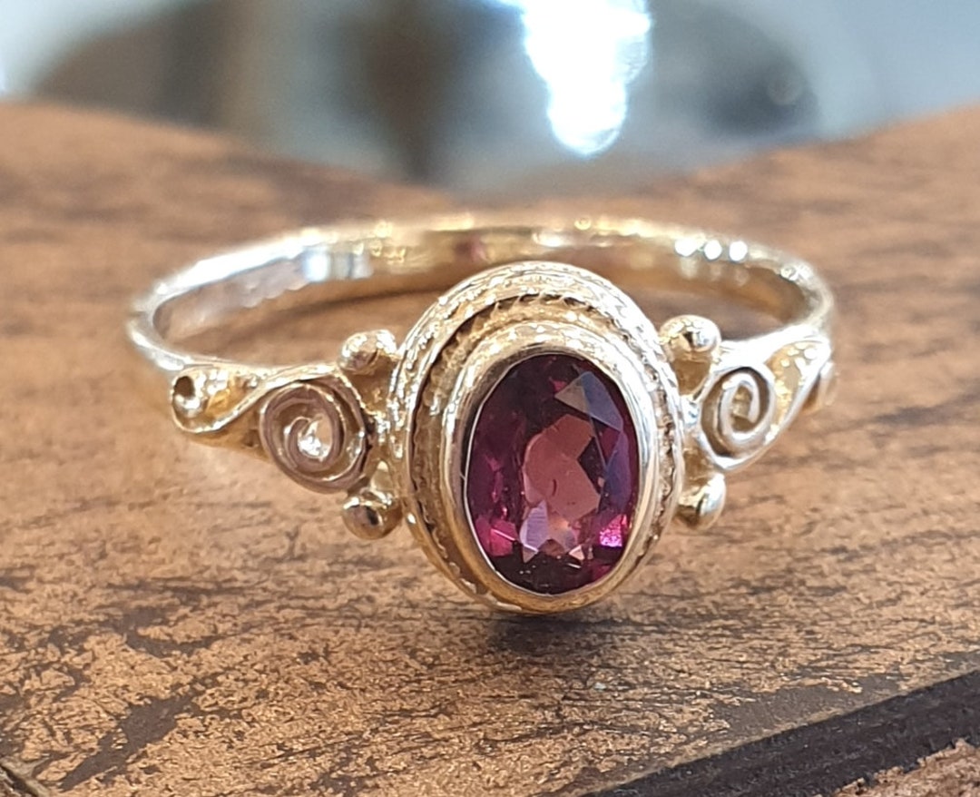 Oval Ring Pink Amethyst 14k Yellow Gold Anniversary Wedding Engagement ...