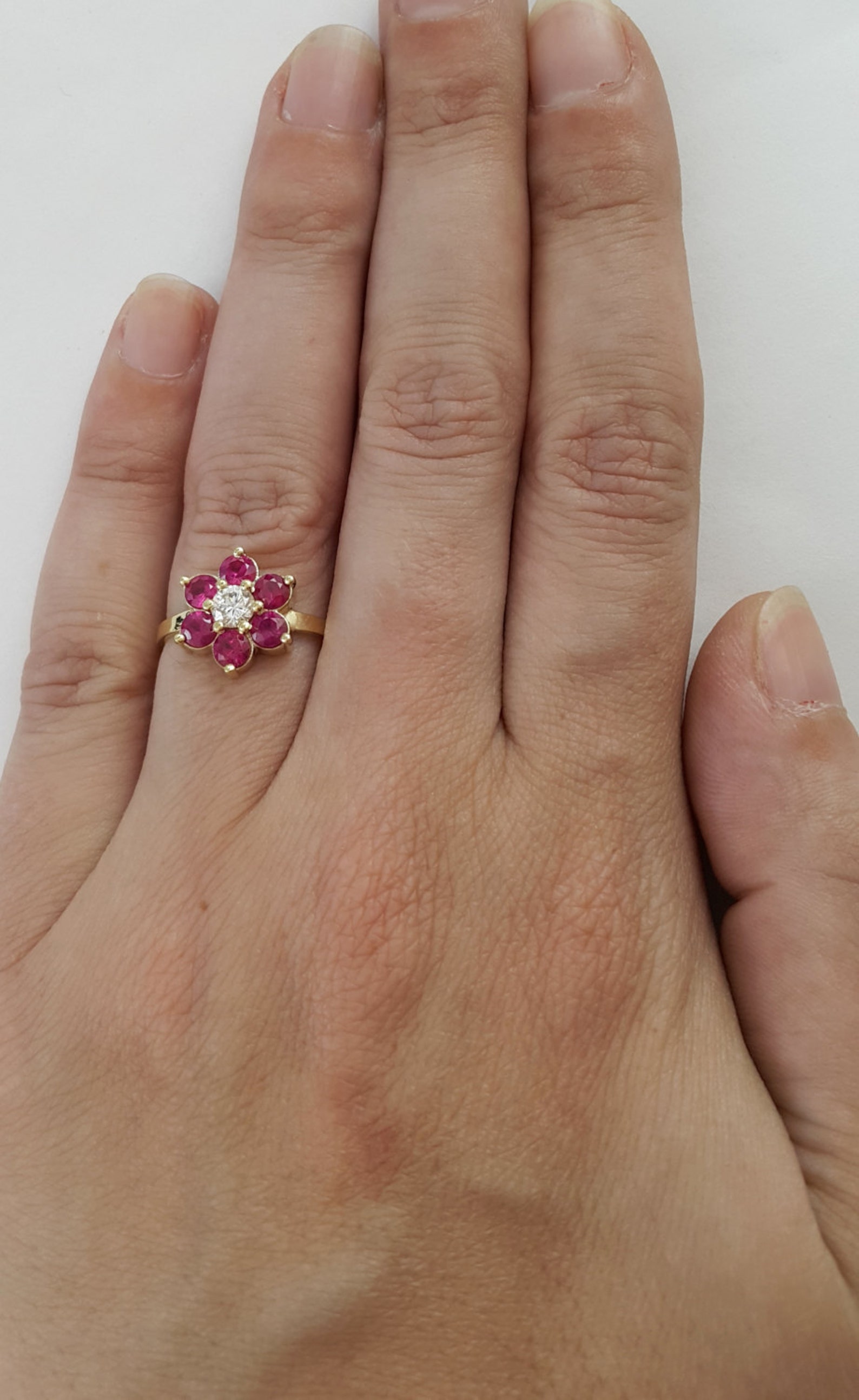 Flower Engagement Ring Ruby Engagement Ring Floral Ring | Etsy