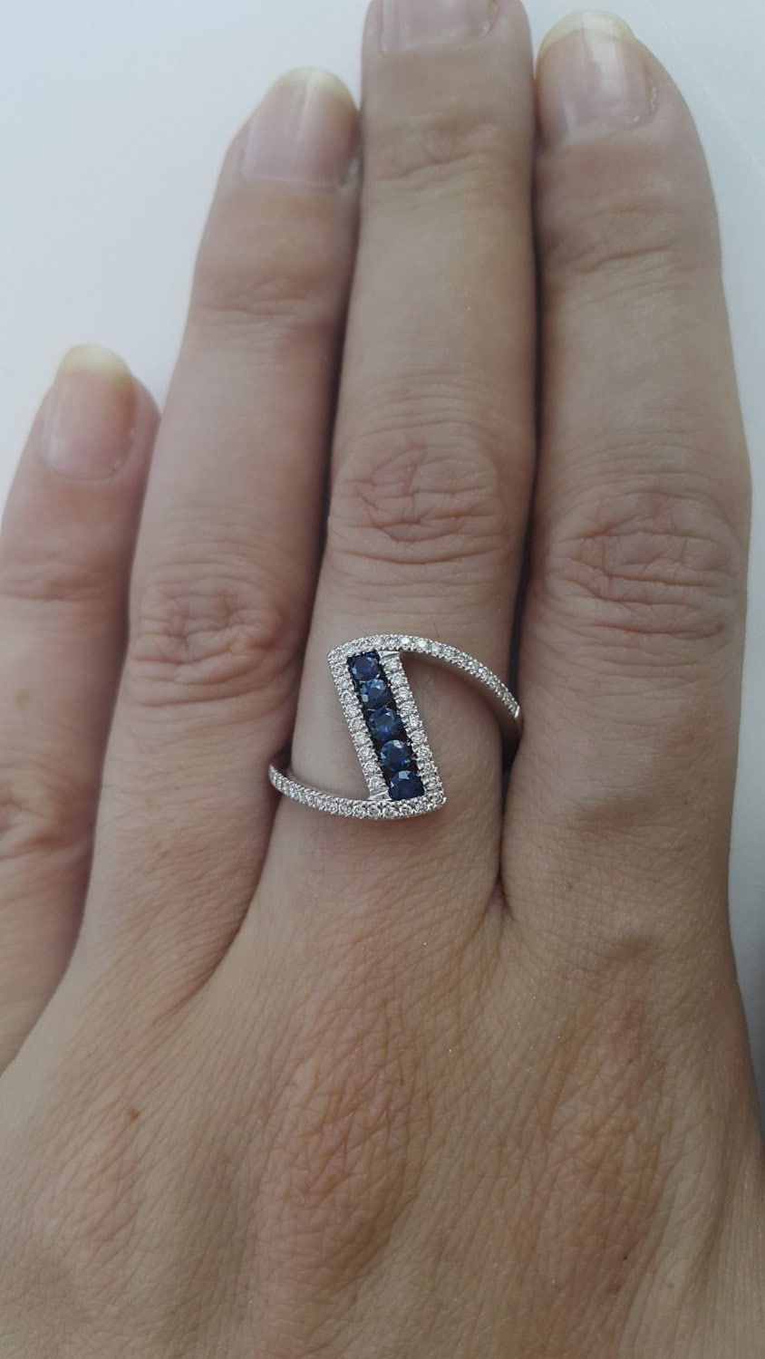Unique Engagement Ring Blue Sapphire Ring Promise Ring - Etsy