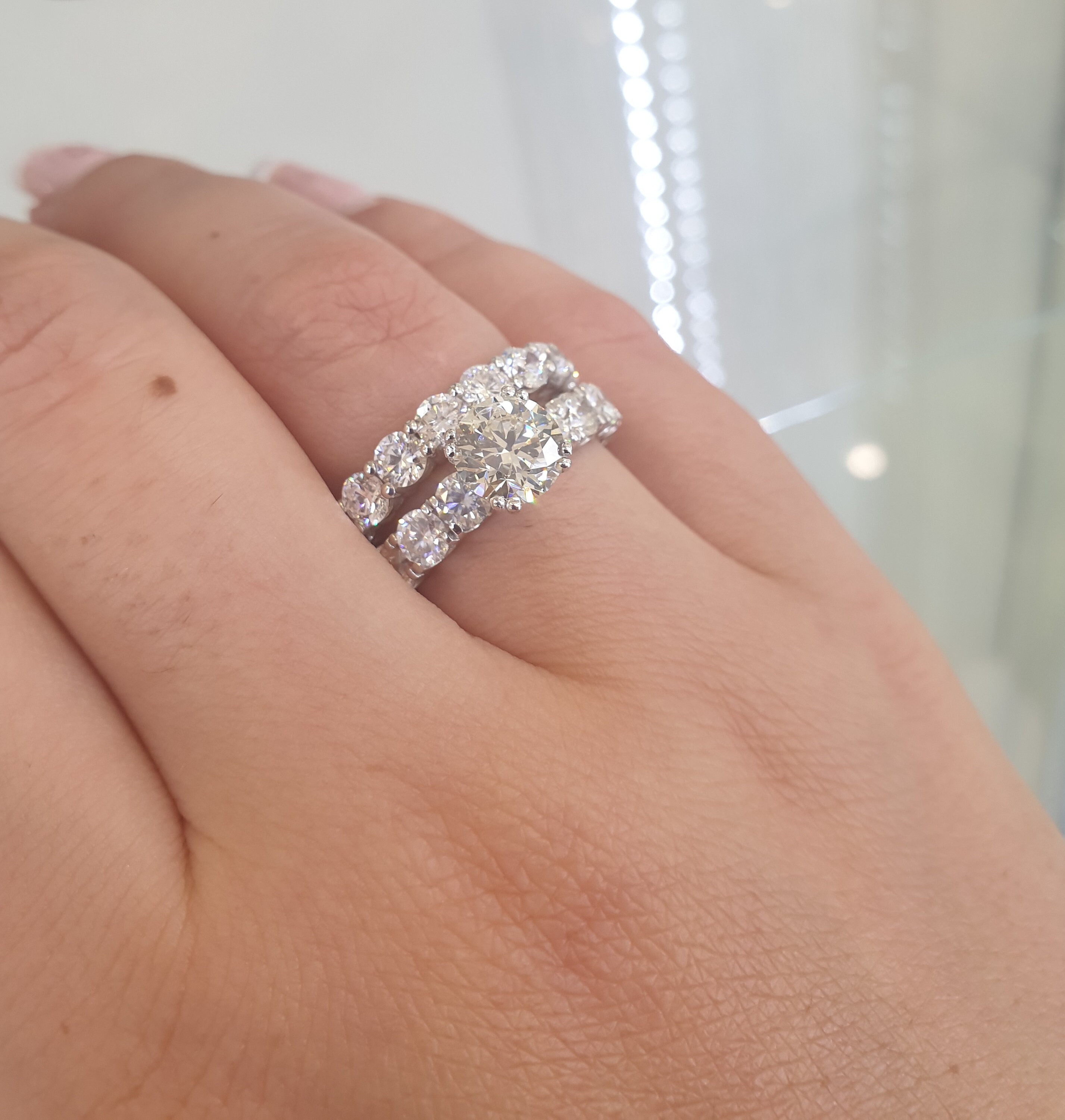 Solitaire Engagement Ring Set Wedding Ring Set 14k White Gold | Etsy