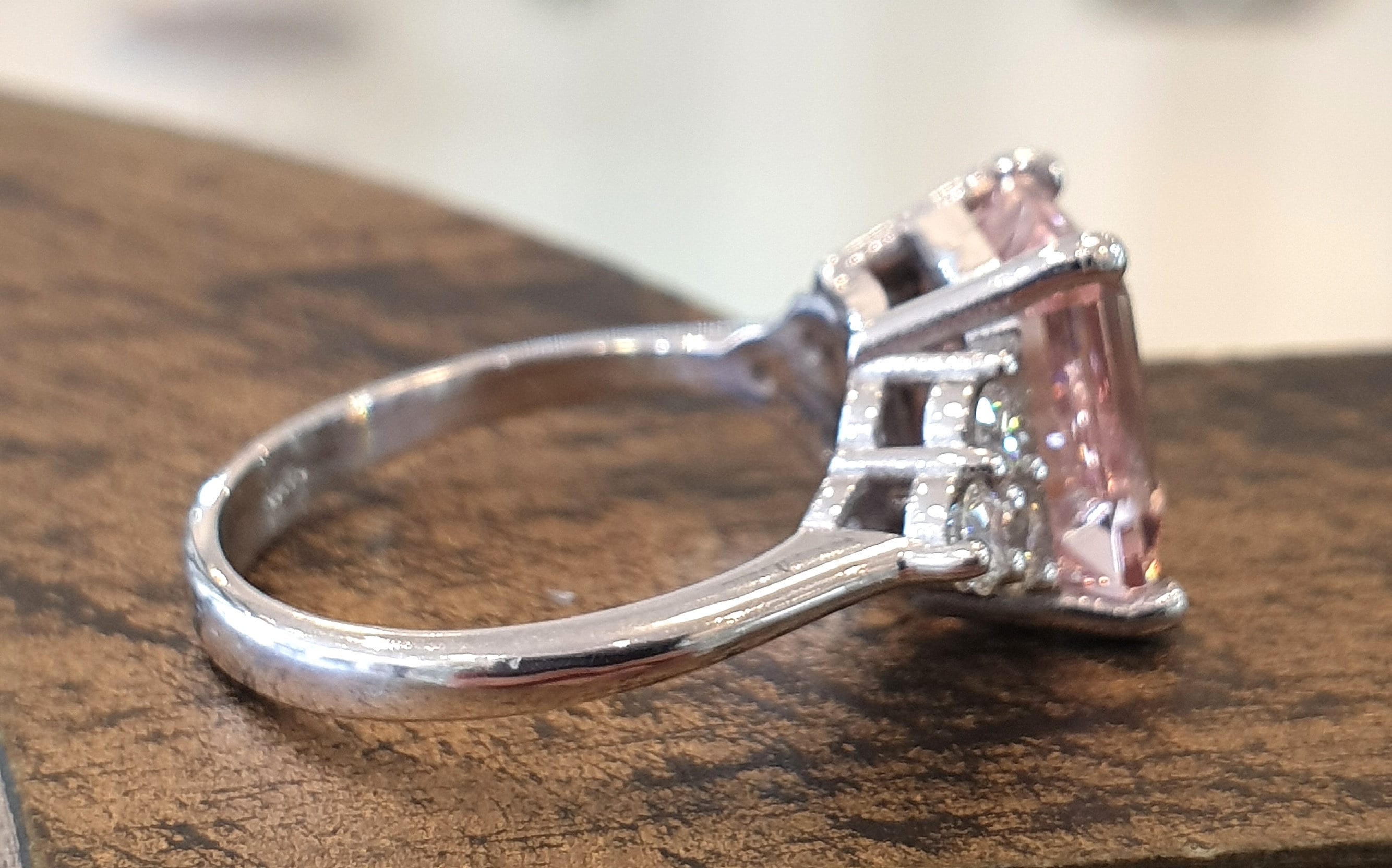 3CT Pink Morganite Engagement Ring Emerald Cut 14k White Gold | Etsy