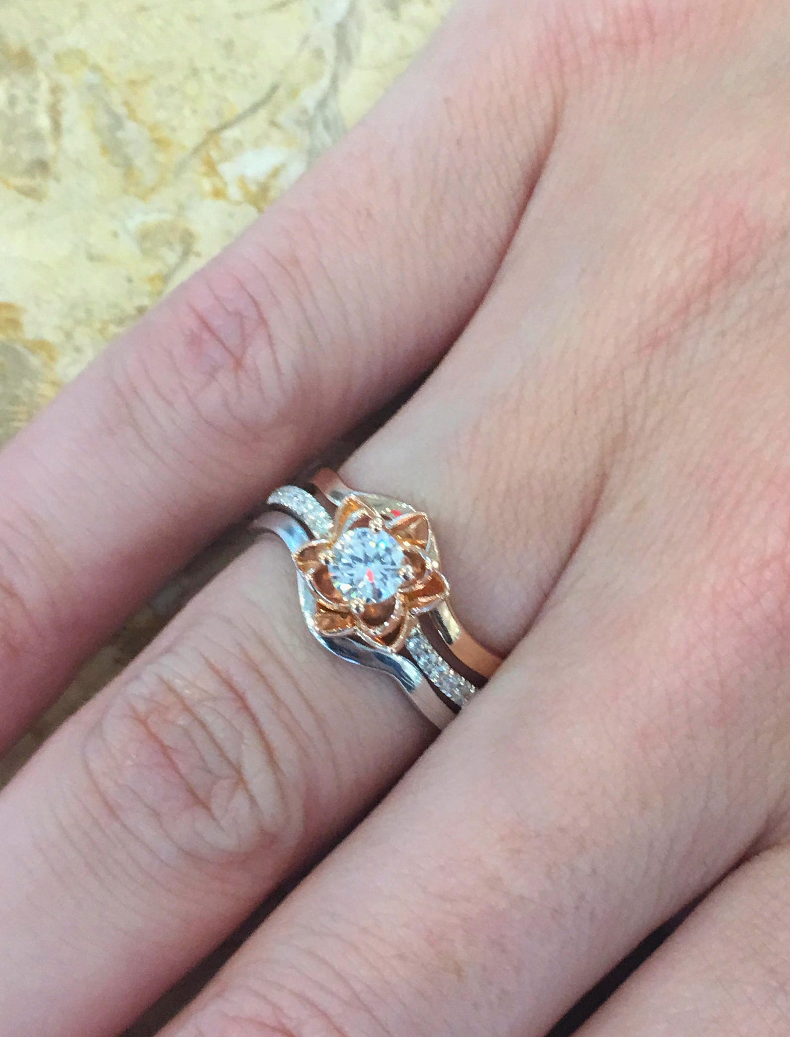 Flower Engagement Ring Gold Engagement Set Wedding Ring - Etsy