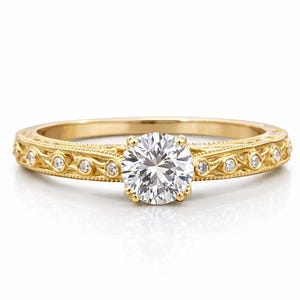 Vintage Edwardian Engagement Ring 0.70ct Round Cut Diamonds 18k Yellow ...