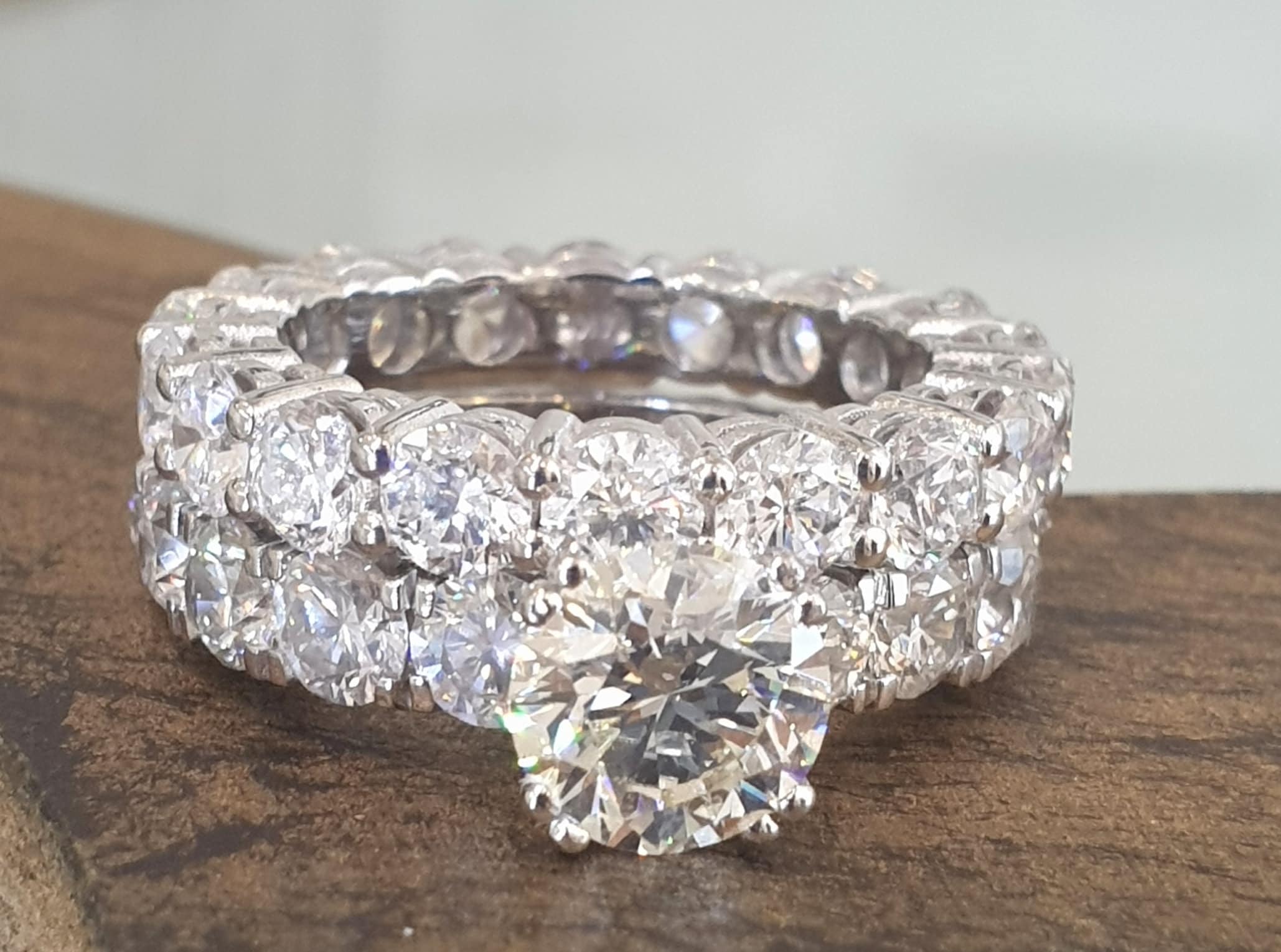 Solitaire Engagement Ring Set Wedding Ring Set 14k White Gold | Etsy