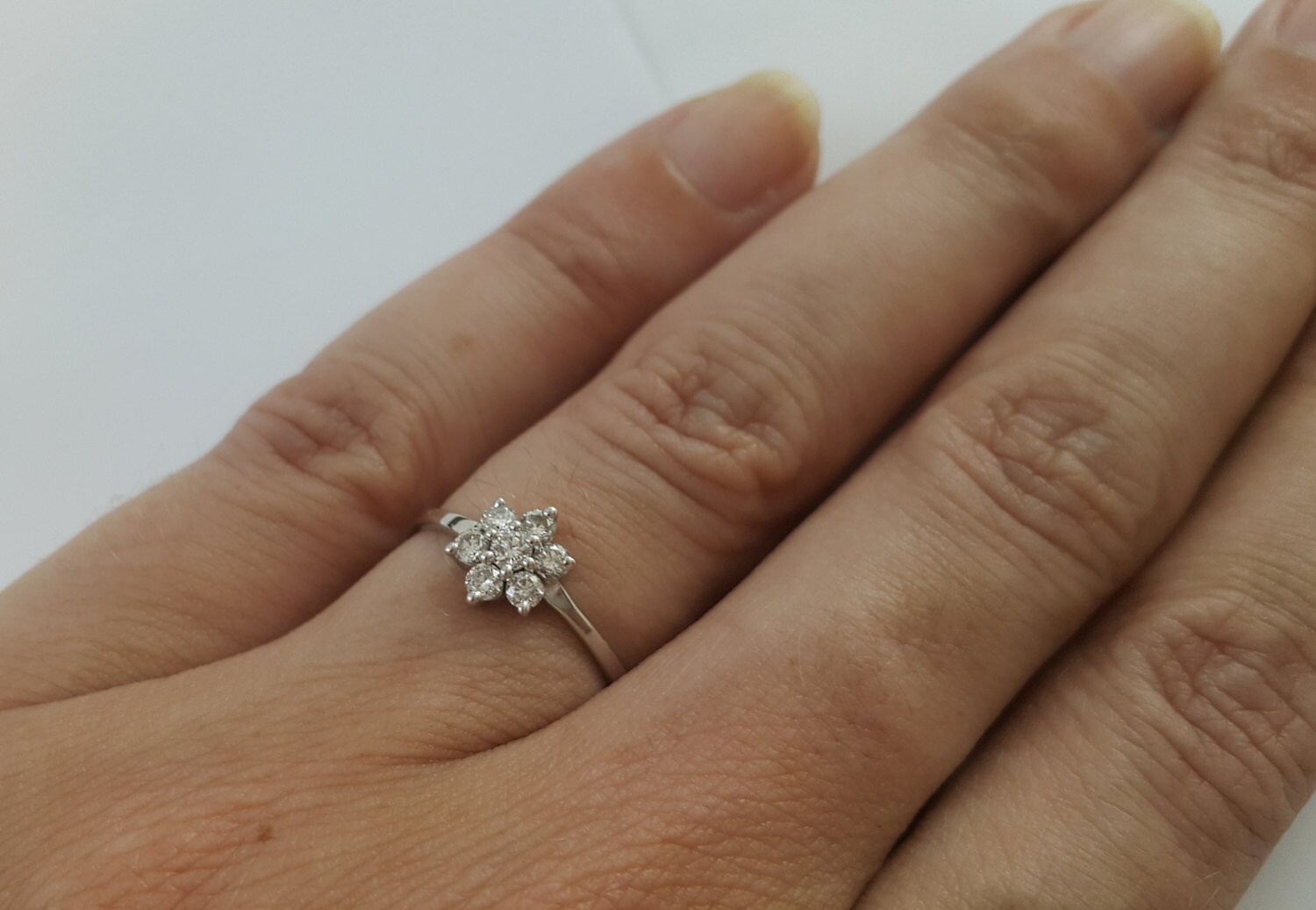 Flower Engagement Ring White Gold Ring Floral Ring Promise - Etsy