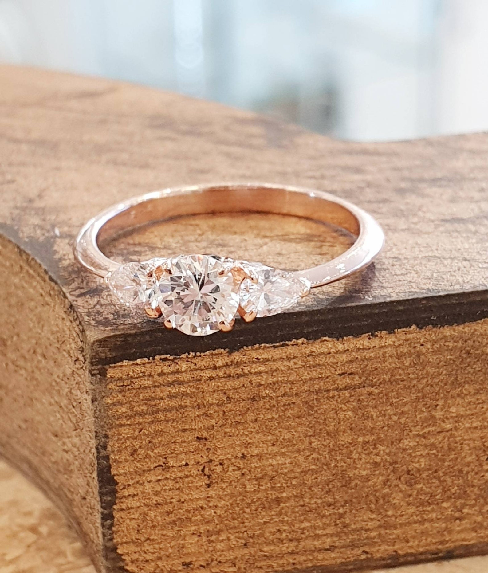 Rose Gold Engagement Diamond Ring for Women Pear Engagement | Etsy