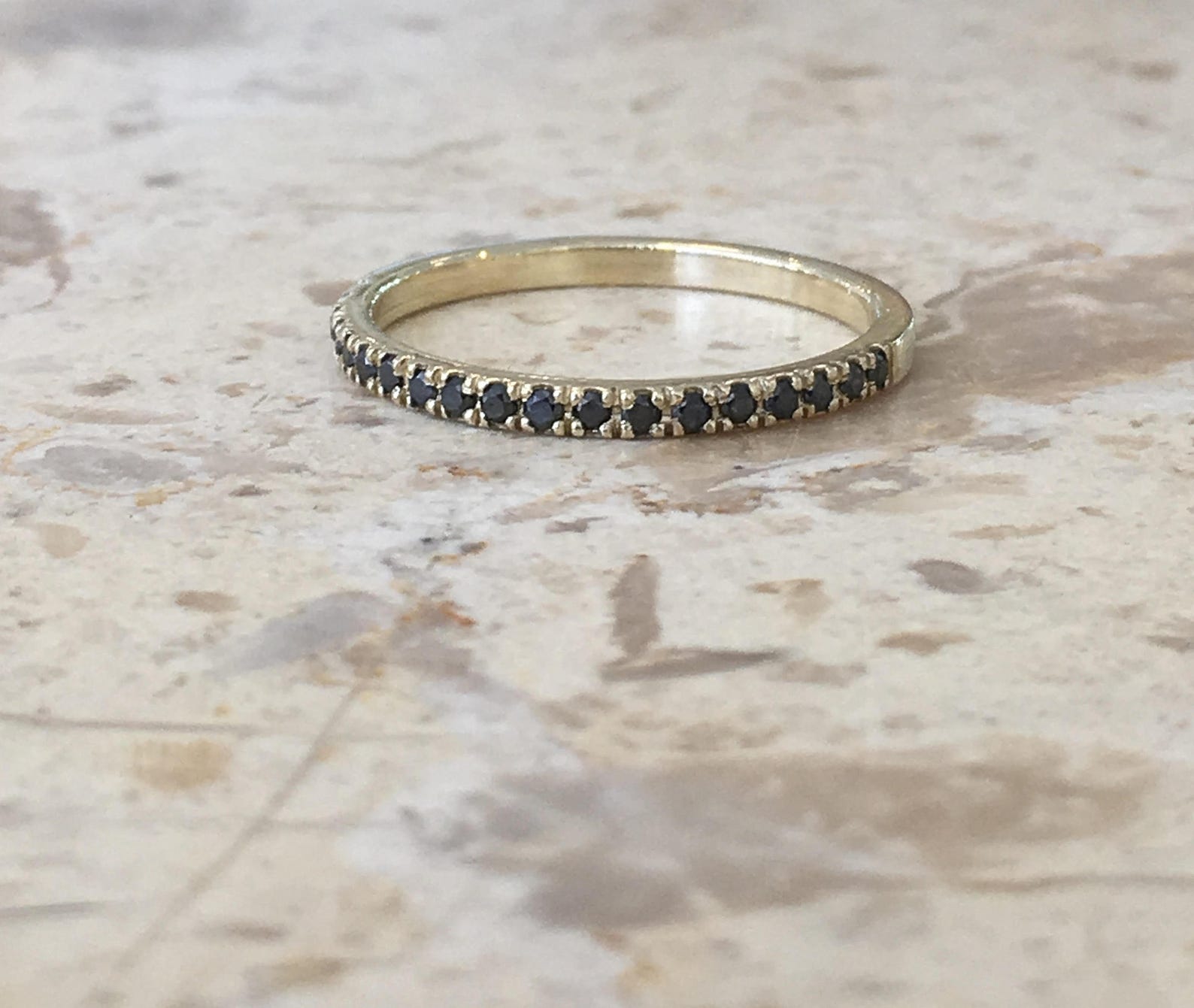 Black Diamond Ring in 14k Yellow Gold Wedding Band Women - Etsy