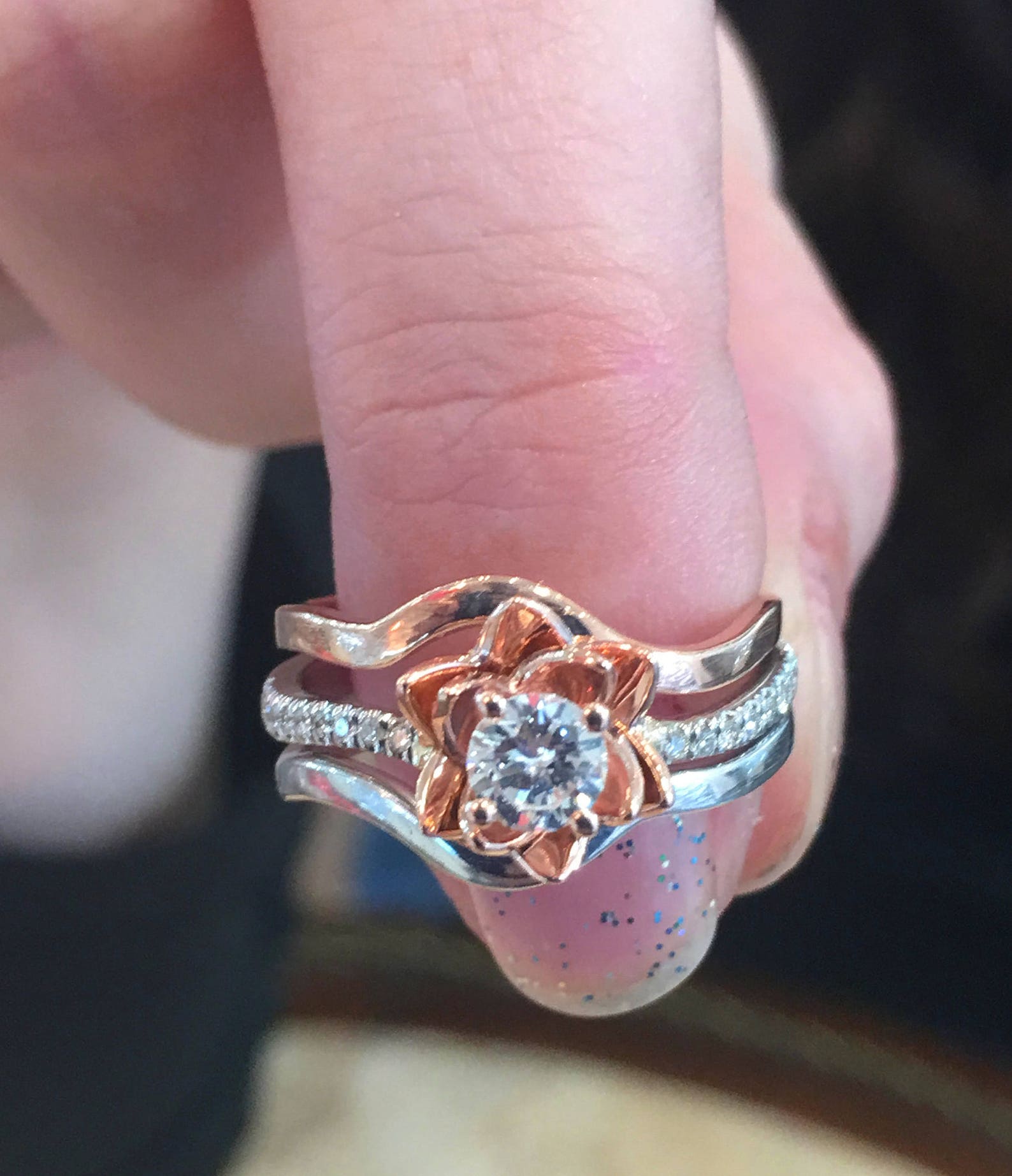 Flower Engagement Ring Gold Engagement Set Wedding Ring - Etsy