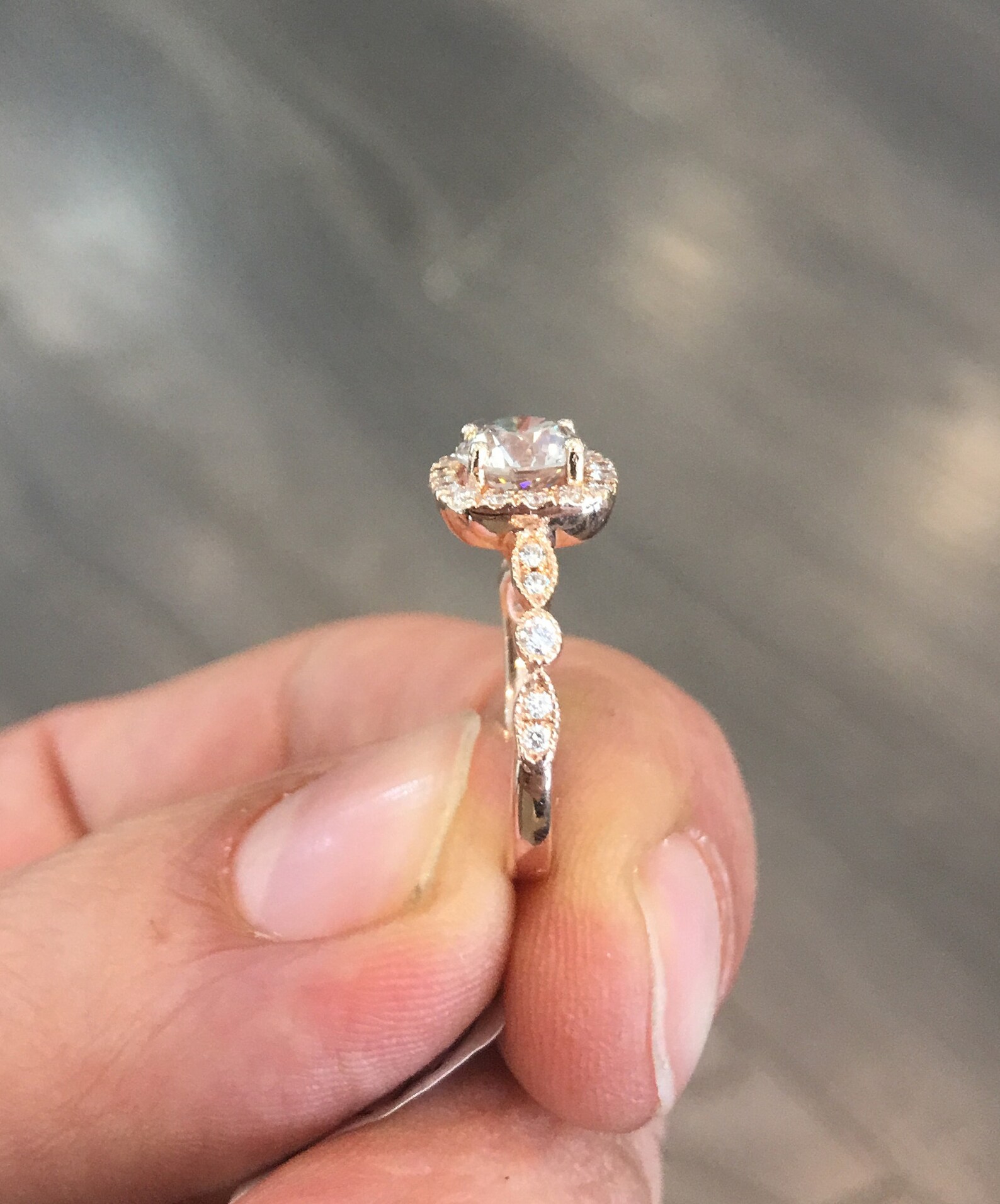 Rose Gold Engagement Ring Unique Engagement Ring Vintage | Etsy