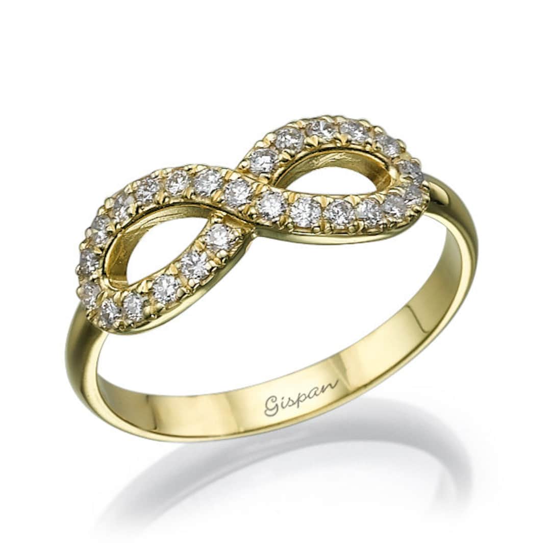 Infinity Diamond Ring 14K Yellow Gold - Etsy