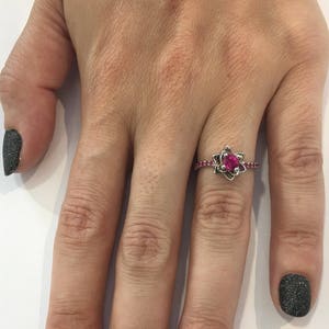 Ruby Engagement Ring Unique Engagement Ring Flower - Etsy