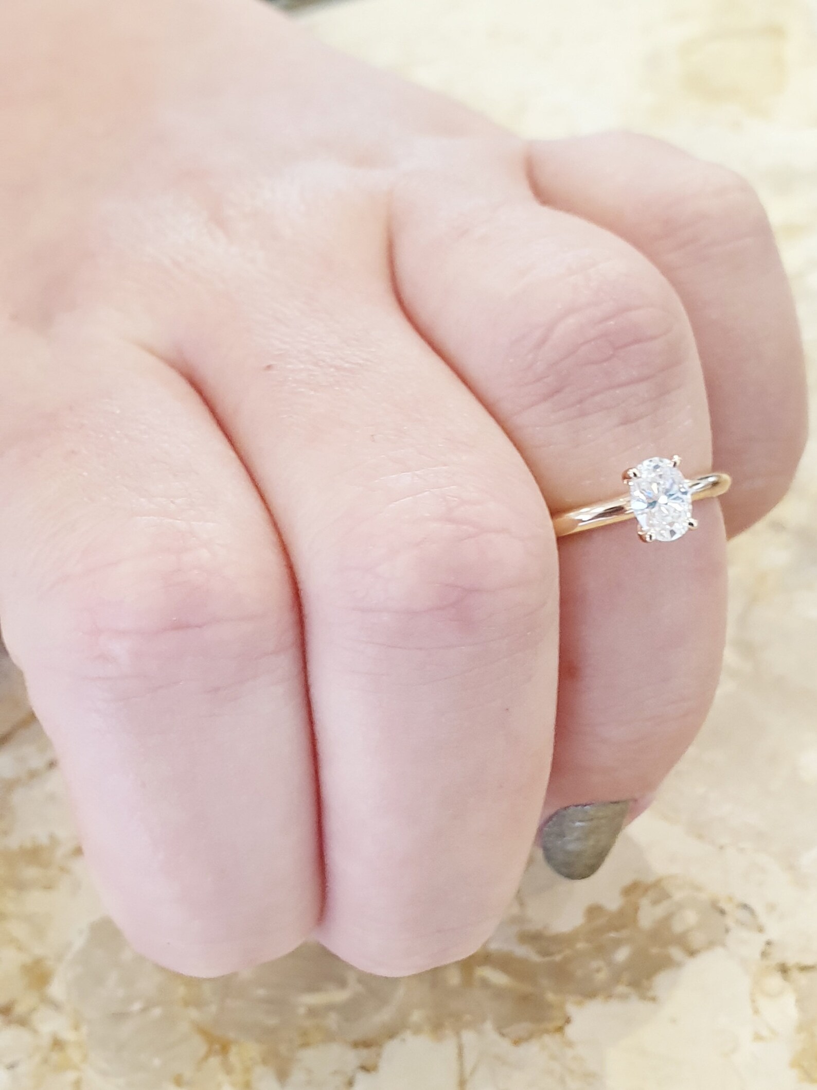 Oval Diamond Engagement Ring 14K Gold Rose Gold Engagement | Etsy