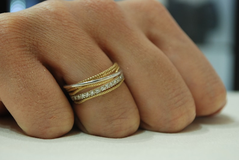 Unique Two Tone Engagement Ring Diamond Wedding Ring Women - Etsy