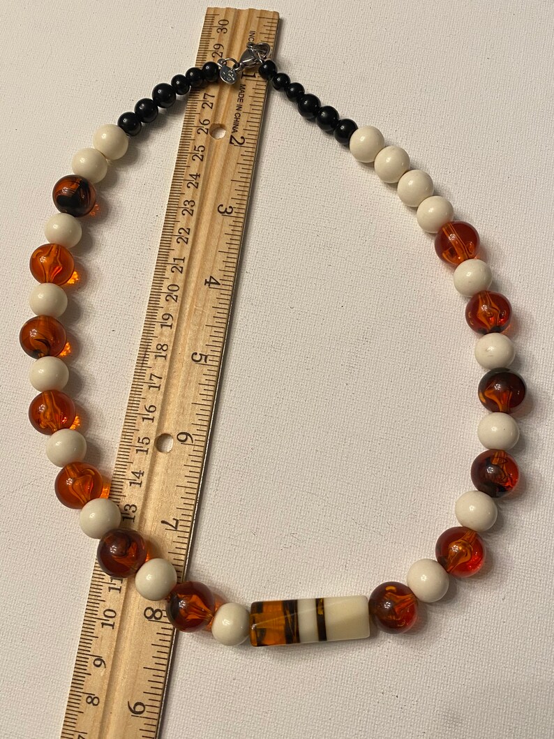 Simulated Amber and Vintage Bead Necklace - Etsy