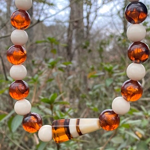 Simulated Amber and Vintage Bead Necklace - Etsy