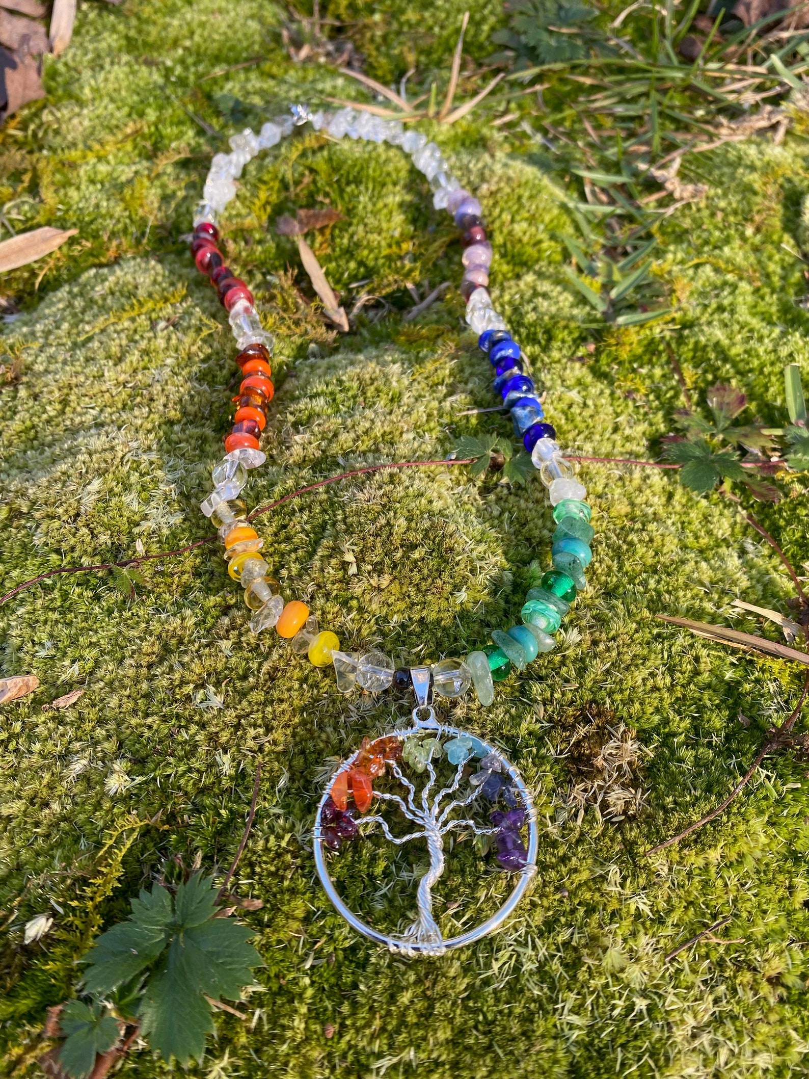 Rainbow Tree of Life Necklace - Etsy
