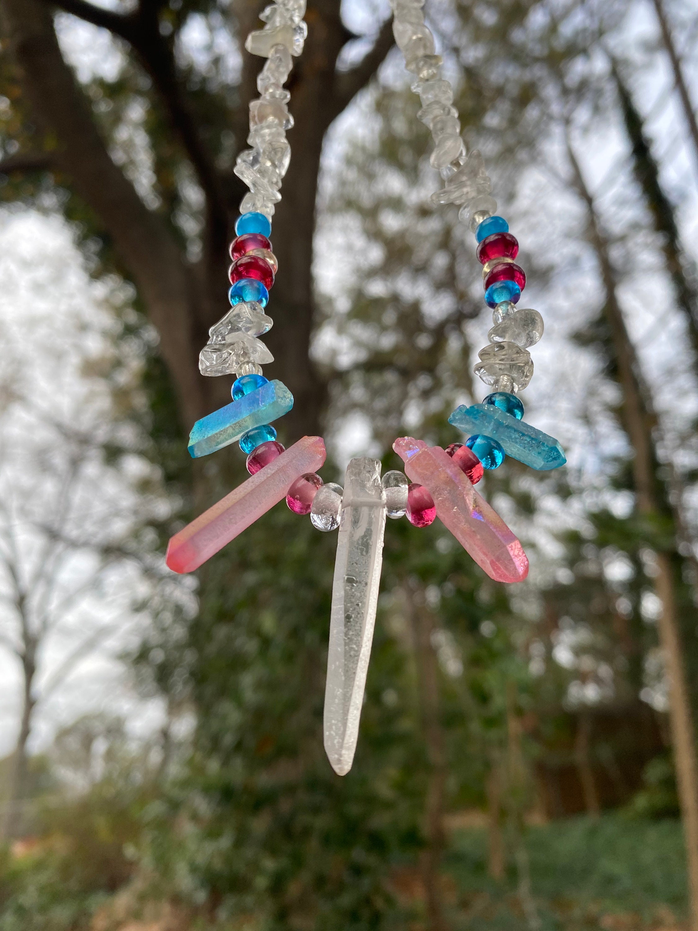 Trans Pride Crystal Necklace | Etsy