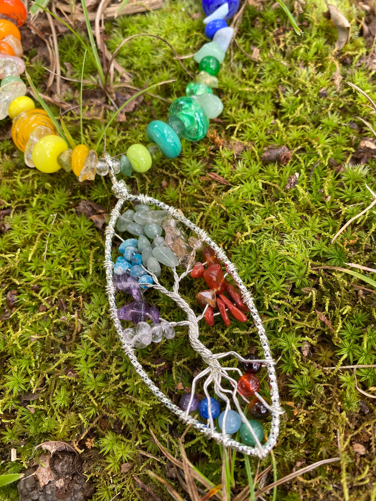 Rainbow Tree of Life Necklace | Etsy