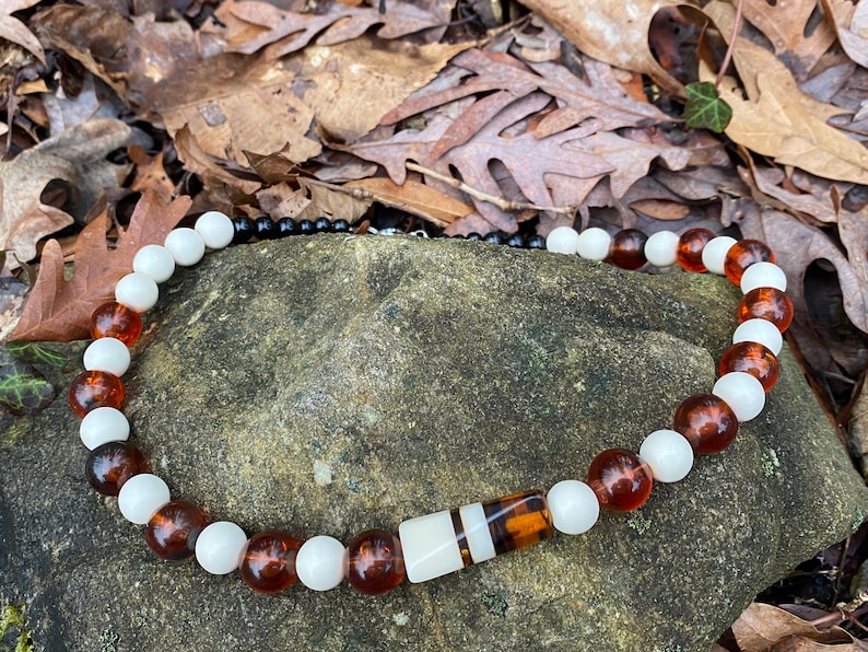 Simulated Amber and Vintage Bead Necklace - Etsy