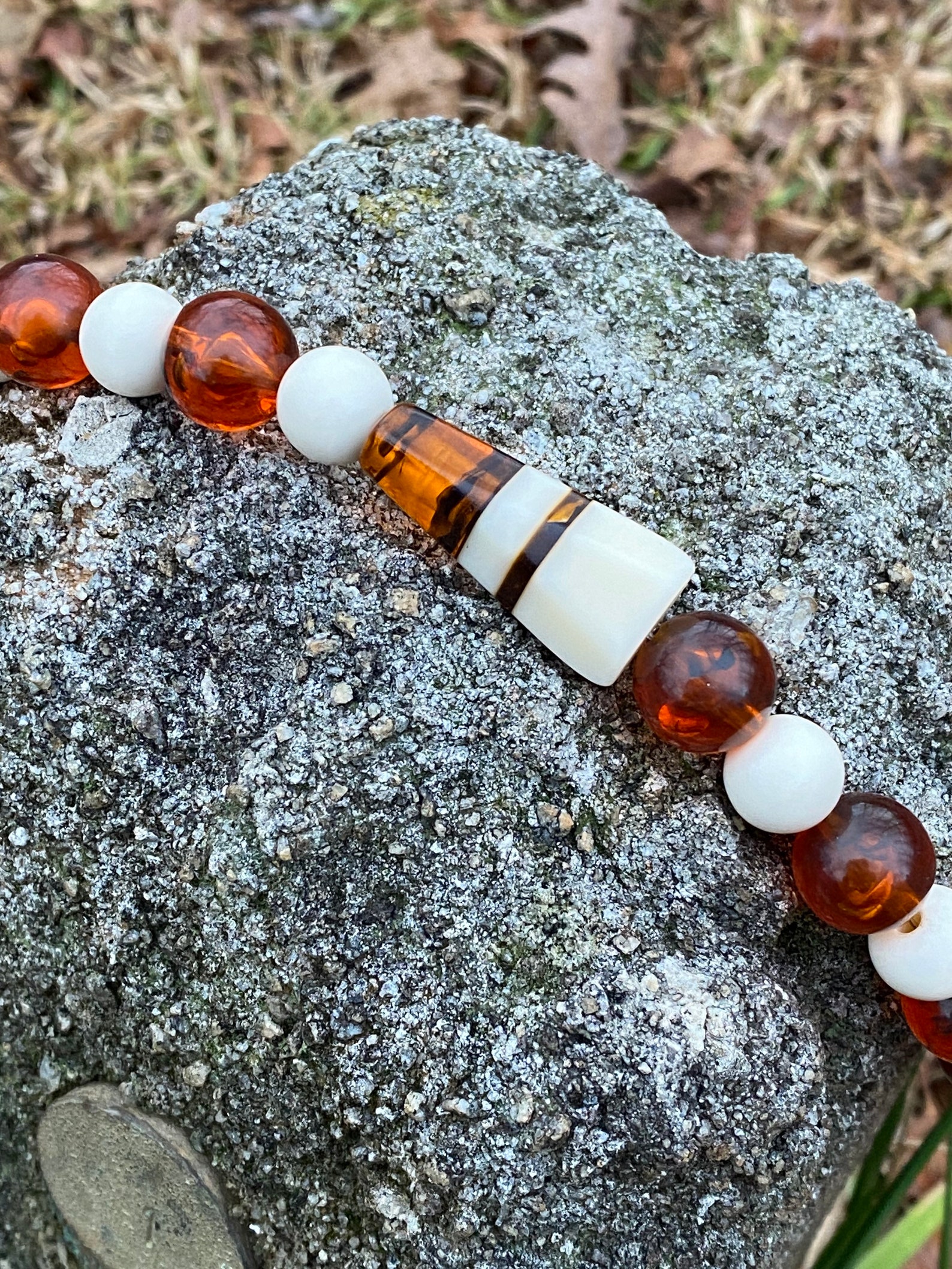 Simulated Amber and Vintage Bead Necklace - Etsy