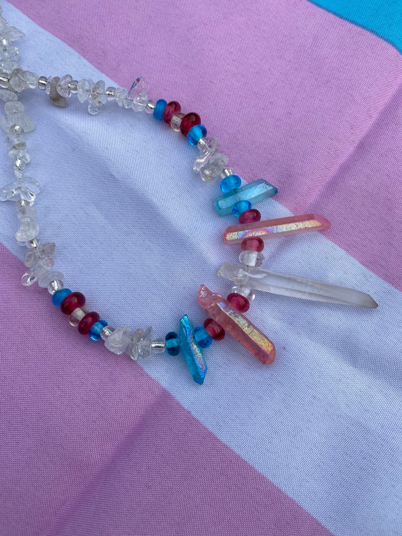 Trans Pride Crystal Necklace | Etsy