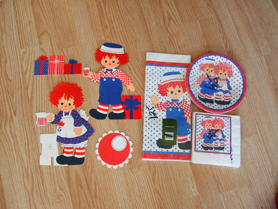 Vintage Hallmark Raggedy Ann and Andy Party Supplies Lot: Plates ...