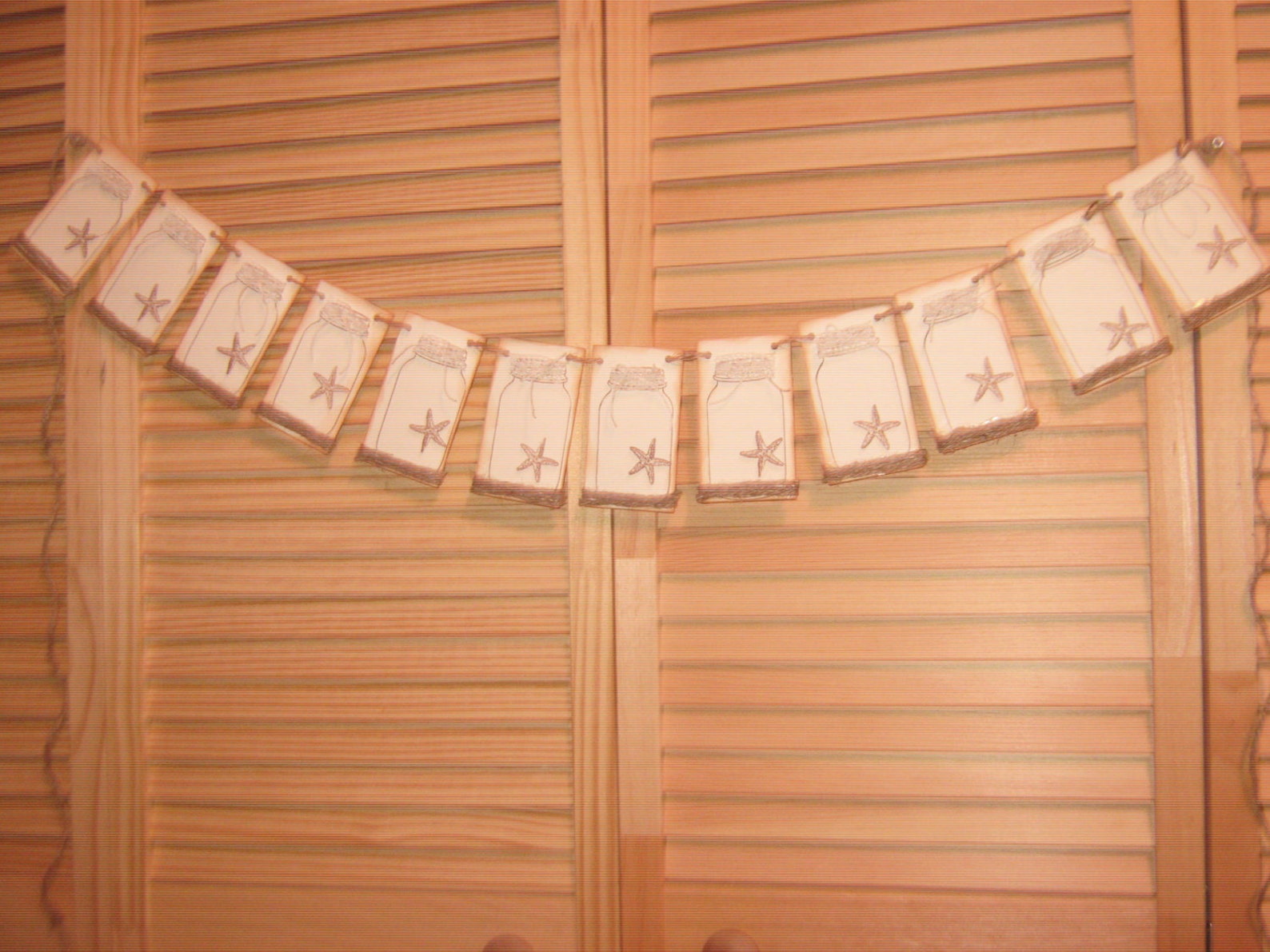 Hand Made Mason Jar Banner, Starfish Banner, Beach Party Theme Banner ...
