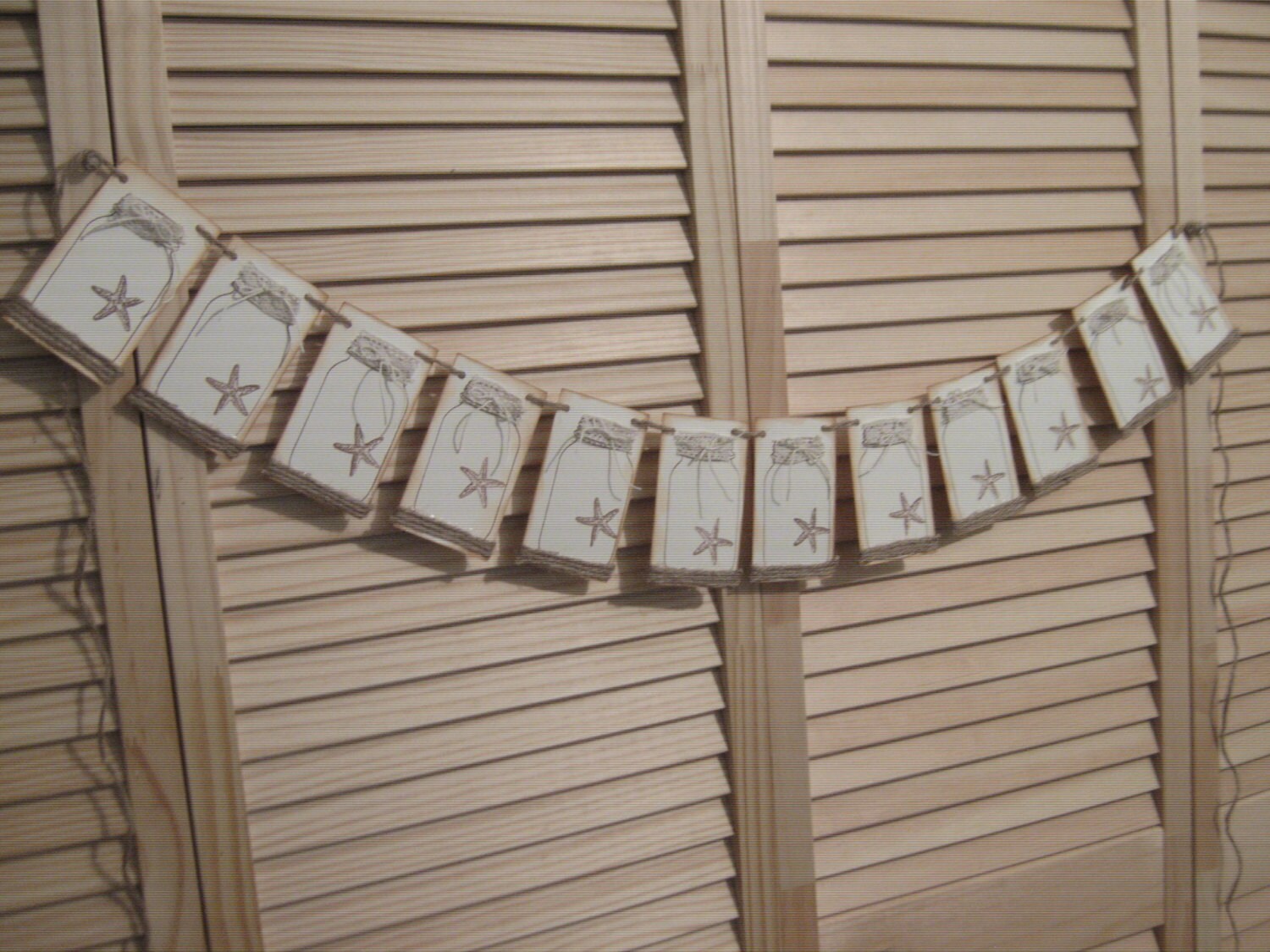 Hand Made Mason Jar Banner, Starfish Banner, Beach Party Theme Banner ...