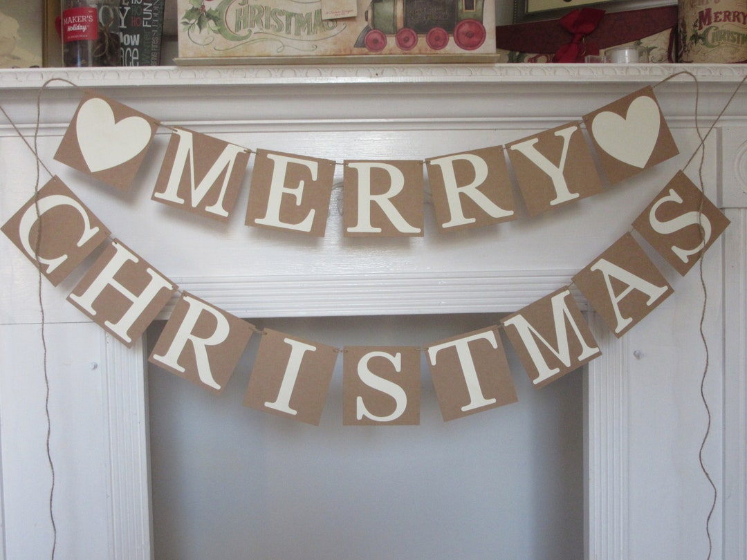 Merry Christmas Banner Vintage Holidays - Etsy