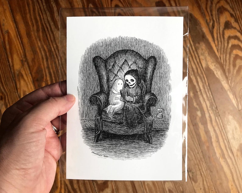 5x7 Gothic Art Print Spooky Pen and Ink Drawing Grim | Etsy