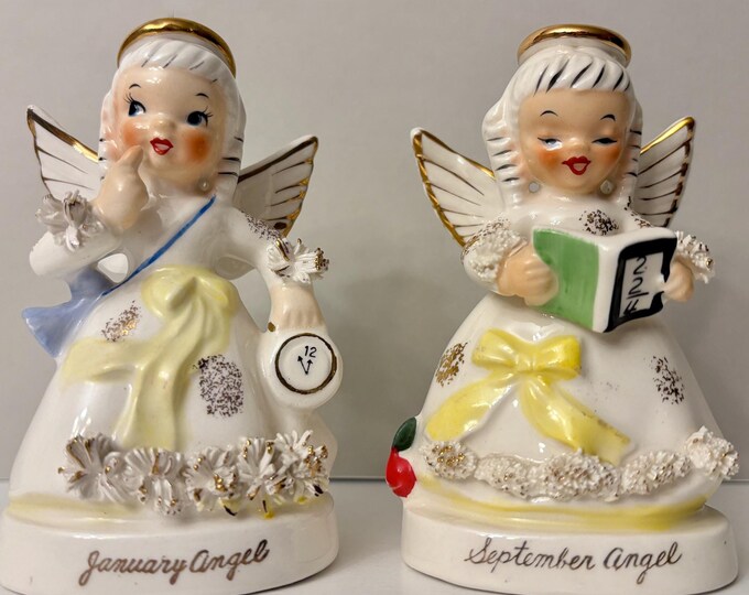 Vintage Napco Collectible "angels of the Year" Girl Figurines, January ...