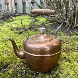 Vintage Copral Copper Teakettle With Brass and Wood Handle, Made in ...