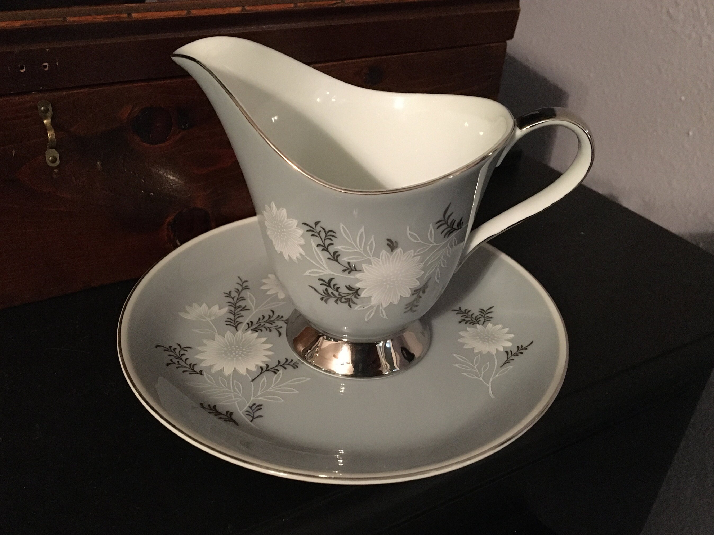 Vintage Regal China "starlite" Slate Gray & Silver Creamer and Plate ...
