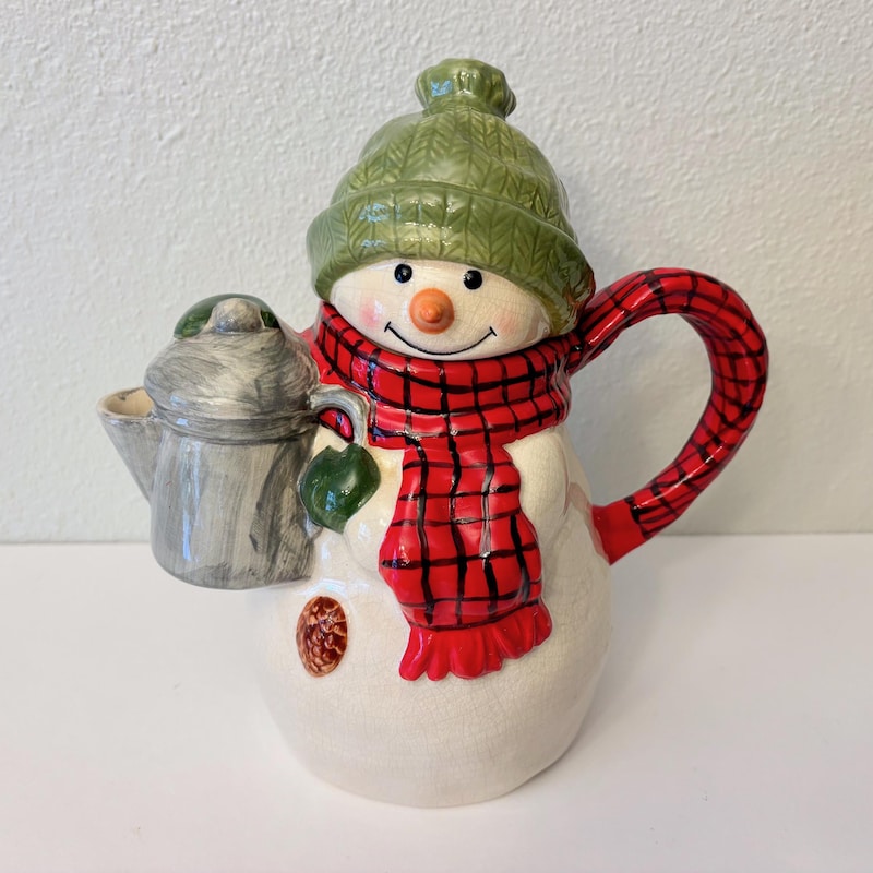 Ceramic Teapot Snowman - Etsy