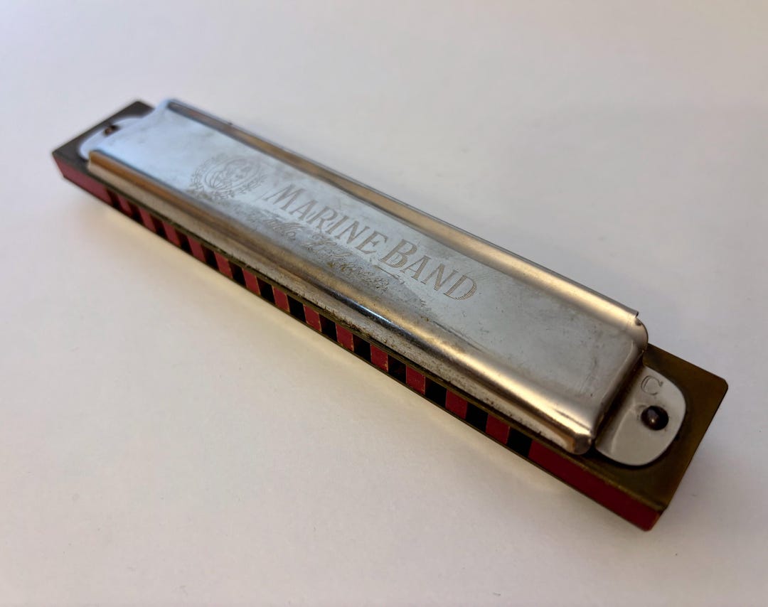 Vintage Matthias Hohner 6 1/4 Metal c Harmonica W/ Wood Comb, marine ...