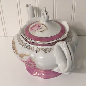 Vintage Lefton Musical Porcelain Teapot With Pink Roses / Peonies ...