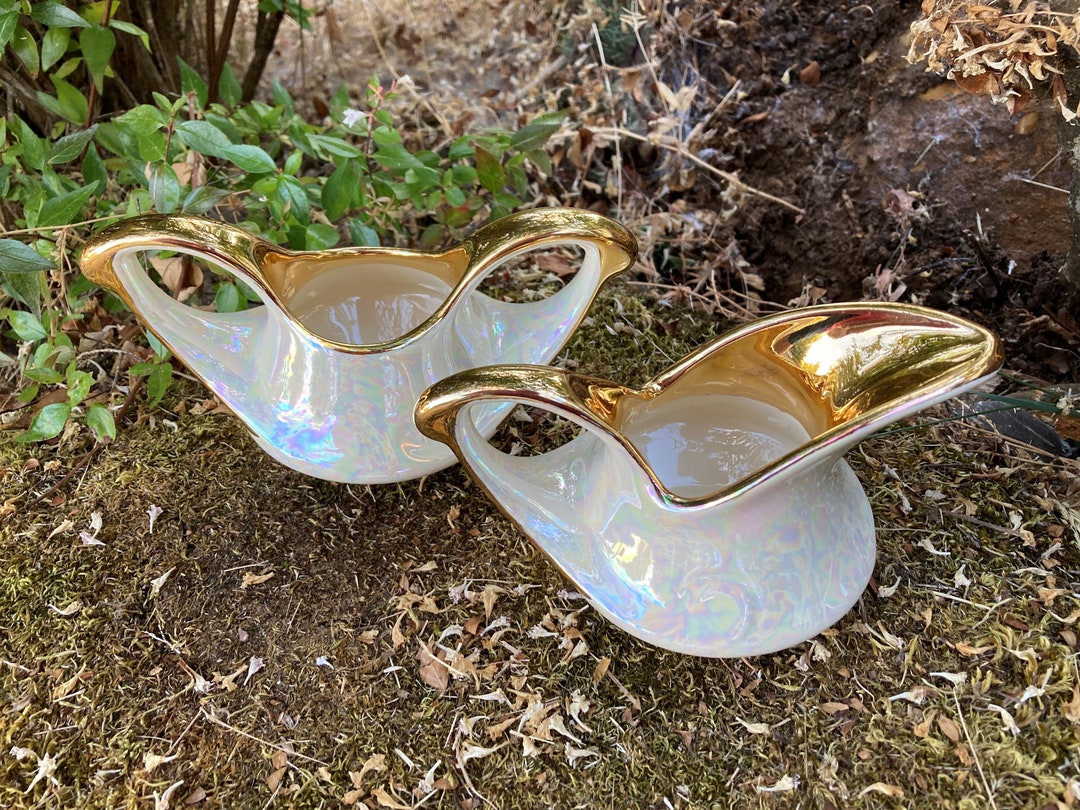 Gorgeous Vintage Pearl China Company White Iridescent Lusterware Open ...