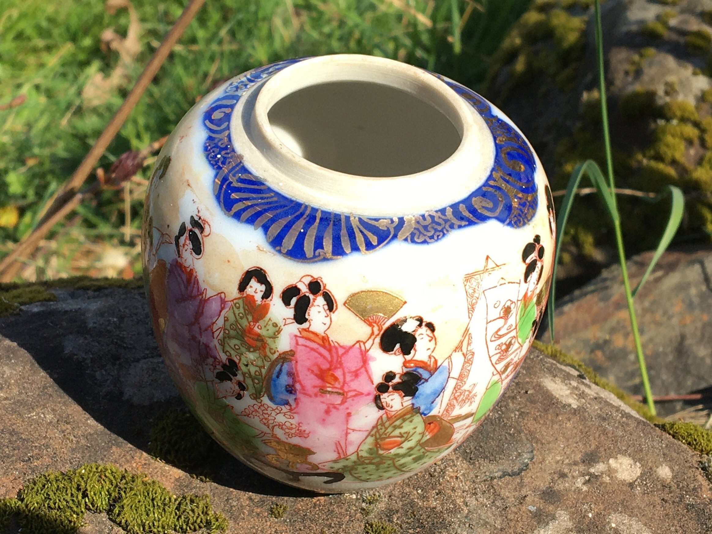 Antique Japanese Geisha Girl Vase hand Painted 3 | Etsy