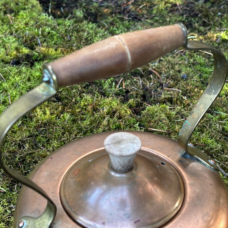 Vintage Copral Copper Teakettle With Brass and Wood Handle, Made in ...