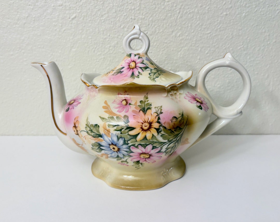 Vintage Lefton Musical Porcelain Teapot / Music Box With Pastel Daisies ...