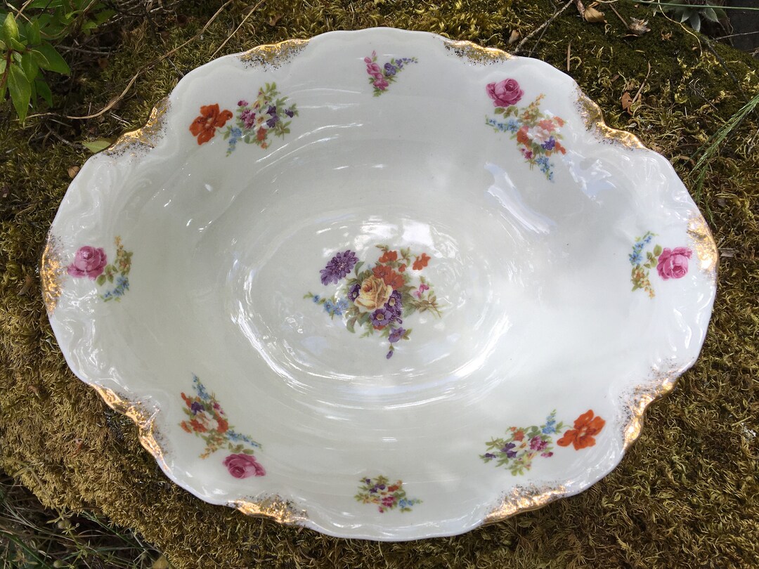 Set of 2 Vintage Warwick China Oval Serving Bowls W/ Scalloped Edges ...