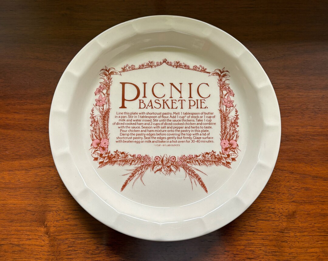 Vintage Stoneware "picnic Basket Pie" Recipe Small Pie Plate "epicure ...