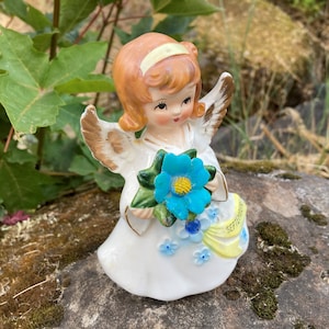 Vintage Hand-painted Lefton Birthday Angel september Figurine W/ Blue ...