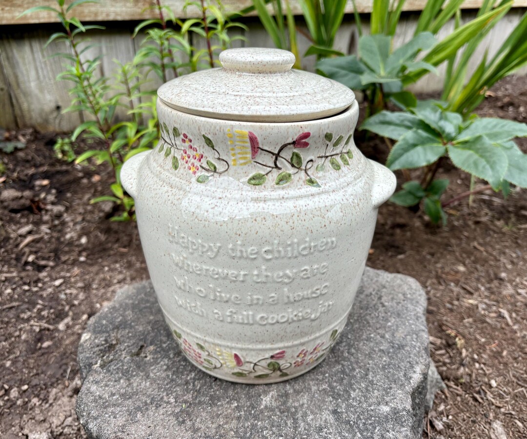 Vintage Red Wing Cookie Jar W/ Poem “happy the Children Wherever They ...